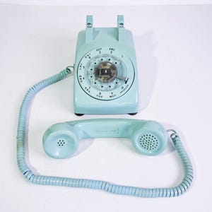 Retro Western Electric Aqua Blue Rotary Dial Phone, Vintage Bell ...