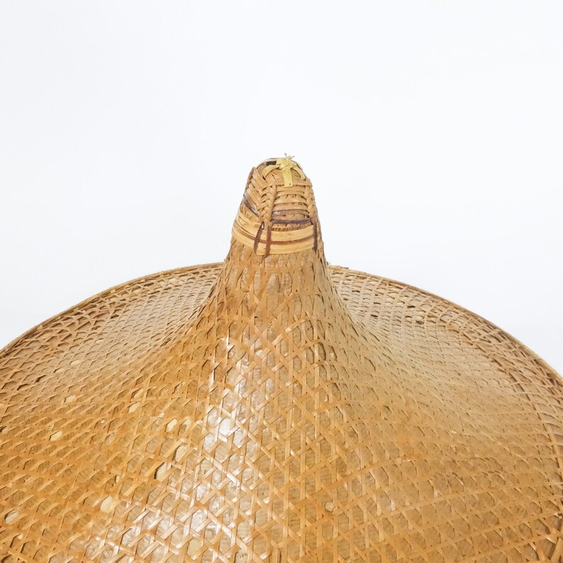 Vintage Asian Bamboo Hat Retro Woven Conical Hat Large 19 - Etsy