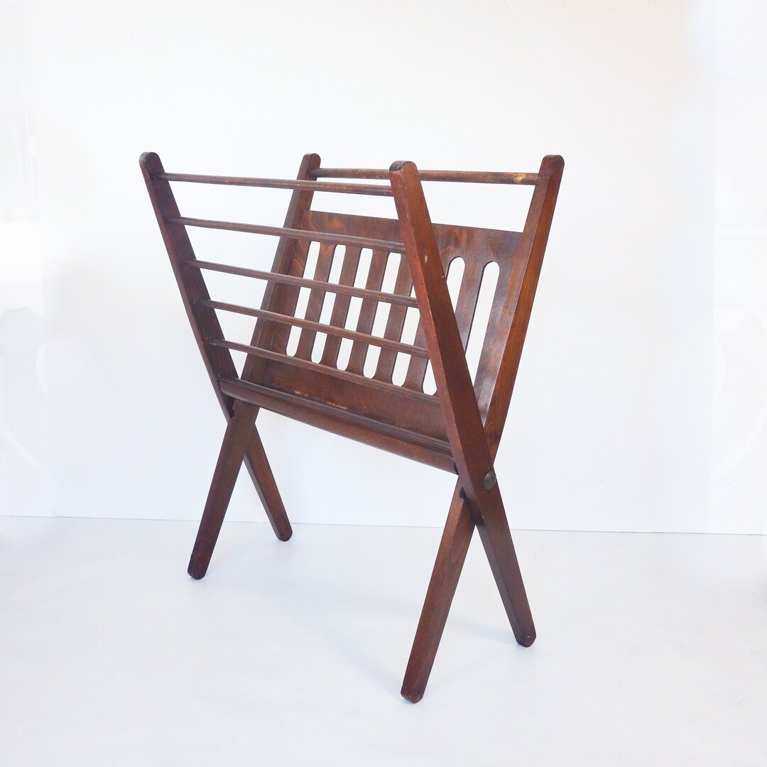Mid Century Wooden Folding Magazine Rack MCM Danish Modern - Etsy