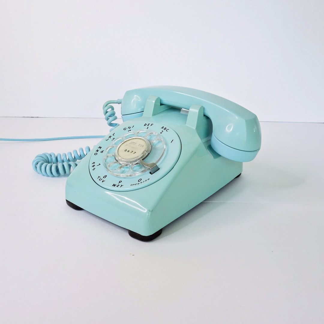 Retro Western Electric Aqua Blue Rotary Dial Phone, Vintage Bell ...