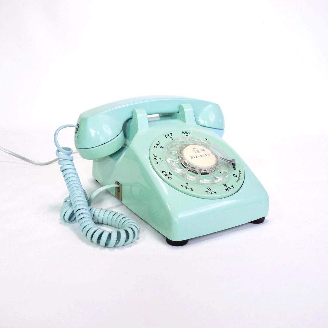 Retro Western Electric Aqua Blue Rotary Dial Phone, Vintage Bell ...