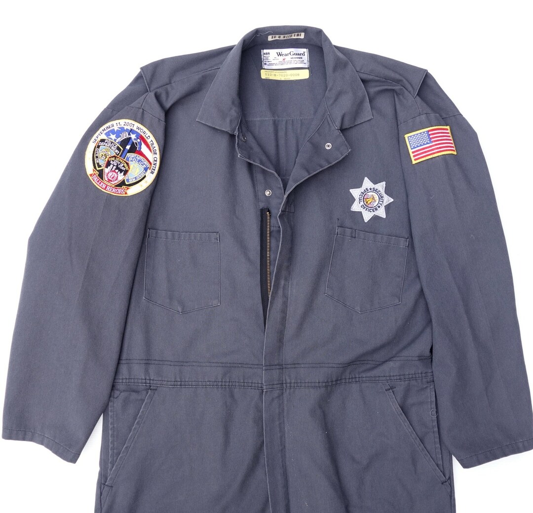 Vintage Gray Work Coveralls, 9-11 World Trade Center Patch, Workwear ...