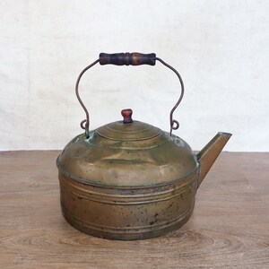 Antique Revere Copper Kettle With Wood Handle, Extra Large Rustic ...