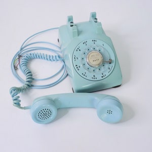 Retro Western Electric Aqua Blue Rotary Dial Phone, Vintage Bell ...