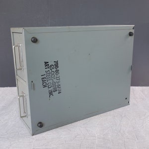 Industrial Metal Card File Box, Gray Two Drawer Stacking, Art Steel ...
