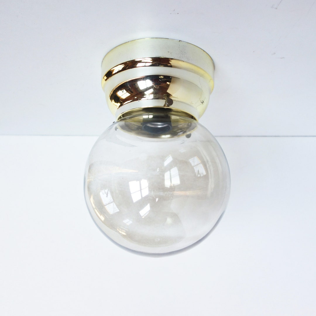Retro Smoked Glass Orb Ceiling Light Fixture Glass Shade - Etsy