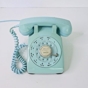 Retro Western Electric Aqua Blue Rotary Dial Phone, Vintage Bell ...