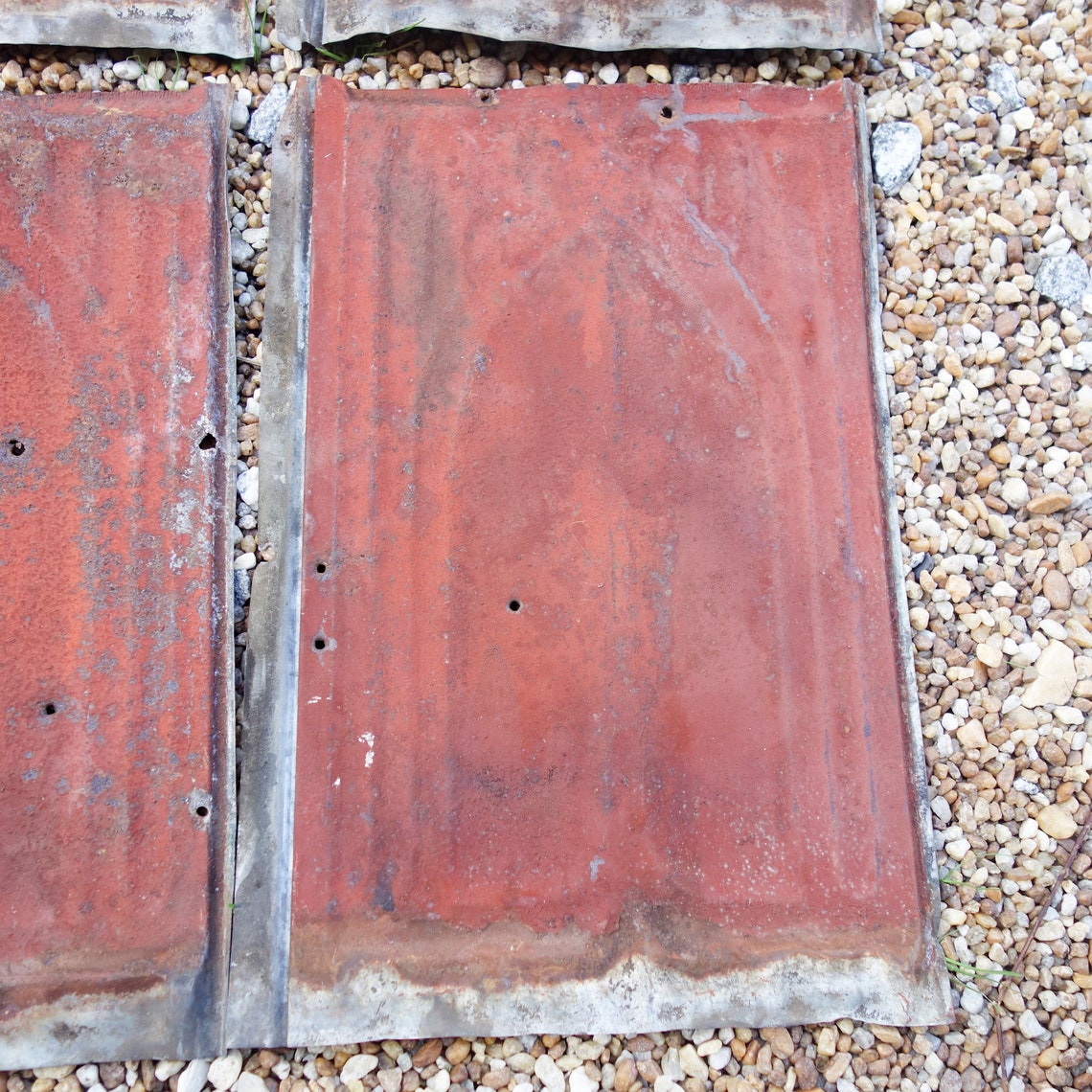 Vintage Metal Roof Tin Embossed Red Roofing Shingle - Etsy