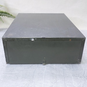 Industrial Metal Card File Box, Gray Two Drawer, Cole Vintage ...