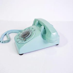 Retro Western Electric Aqua Blue Rotary Dial Phone, Vintage Bell ...
