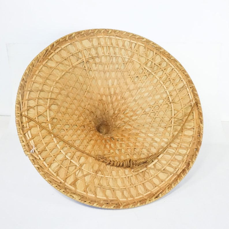Vintage Asian Bamboo Hat Retro Woven Conical Hat Large 19 - Etsy