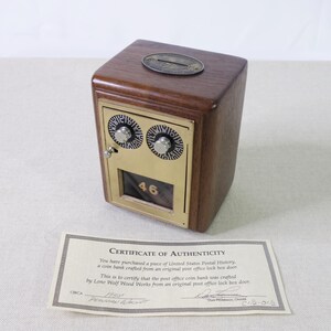 Vintage Post Office Lock Box Door Coin Bank, Wooden Postal Box Bank ...
