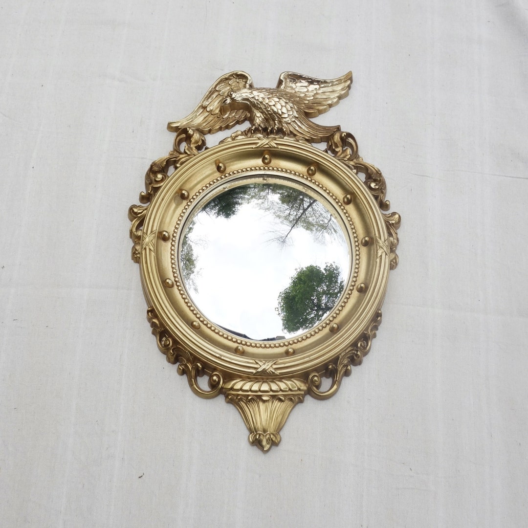 Vintage Syroco Federal Eagle Mirror, Gold Bullseye Convex Mirror 21 ...