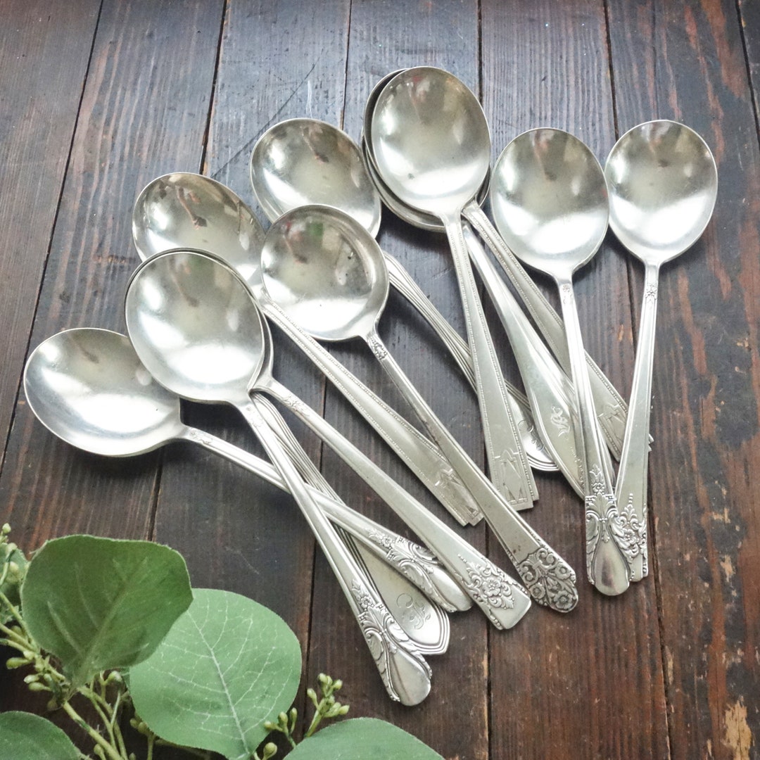 Mismatched Vintage Silverplate Soup Spoons, Mixed Silver Plate ...