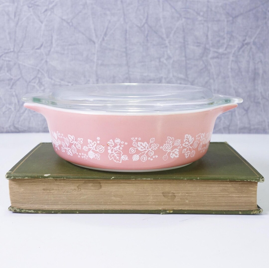 Vintage Pyrex Pink Gooseberry 471 Casserole Dish and 470-C Lid, 1 Pint ...