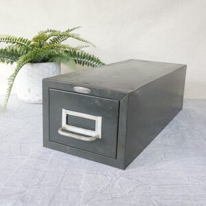 Industrial Metal Card File Box, Gray Two Drawer Stacking, Art Steel ...