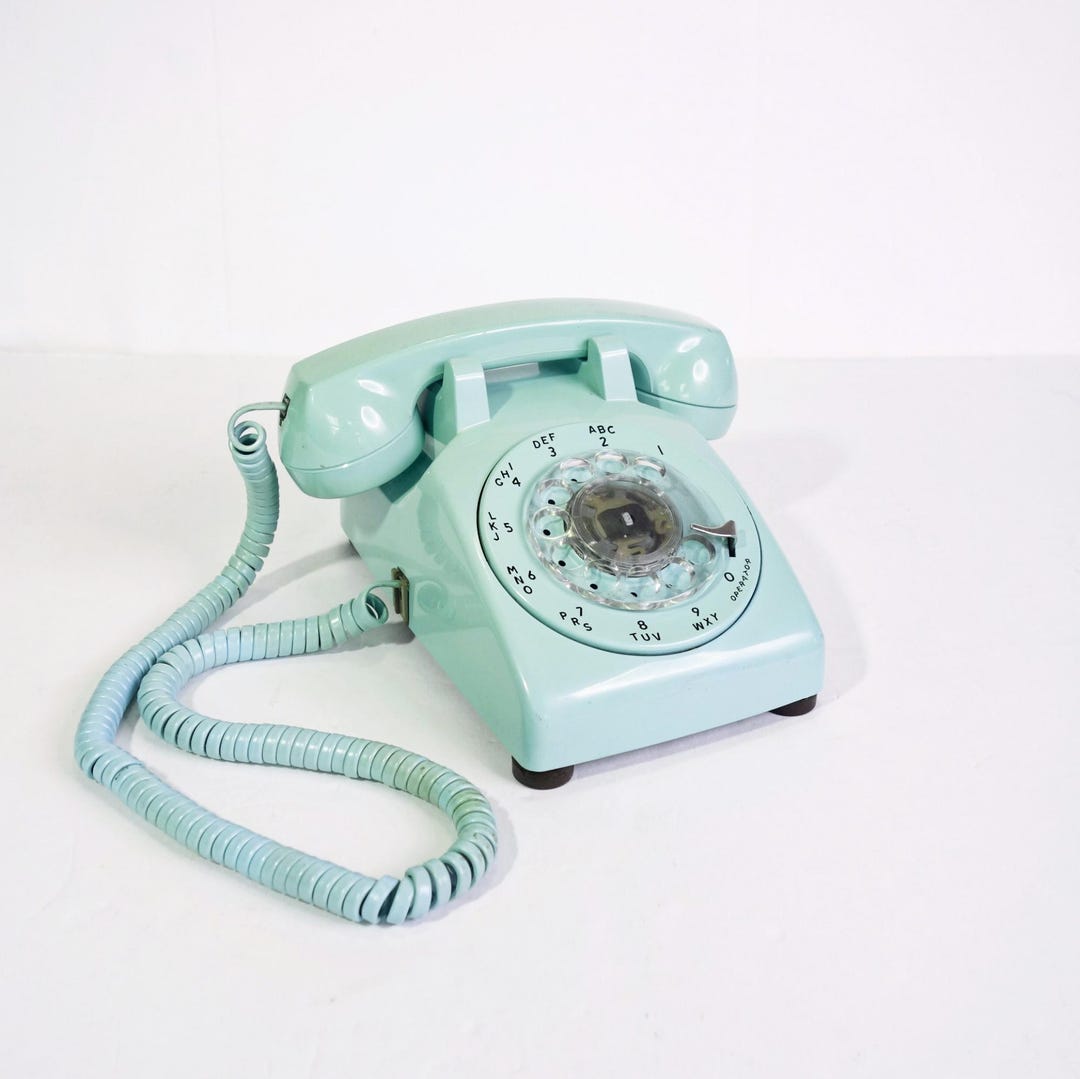 Retro Western Electric Aqua Blue Rotary Dial Phone, Vintage Bell ...