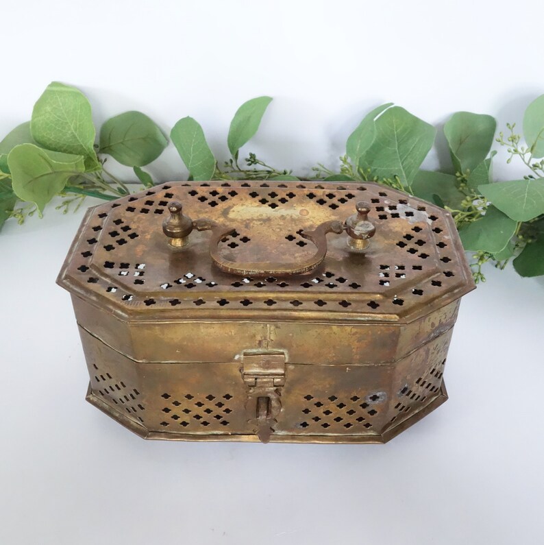 Your Choice Brass Cricket Box, Vintage Pierced Brass Trinket Storage ...