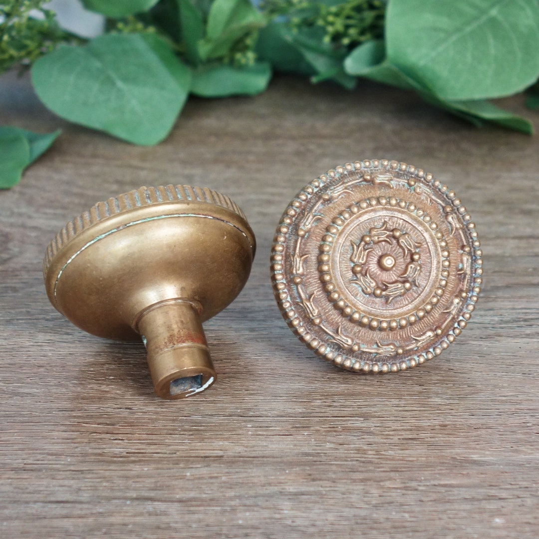 Vintage Pair Antique Bronze Door Knobs, Cast Bronze Door Hardware, Victorian Architectural ...