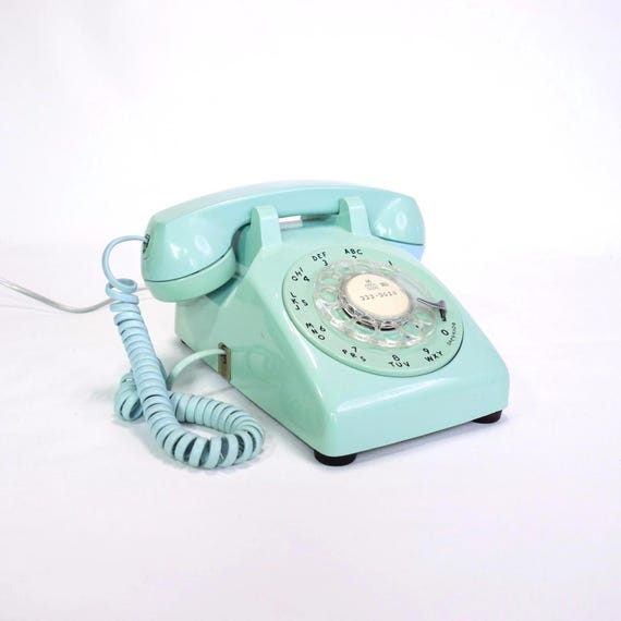 Vintage Telephone Rotary Phone Retro Western Electric Aqua Blue Rotary