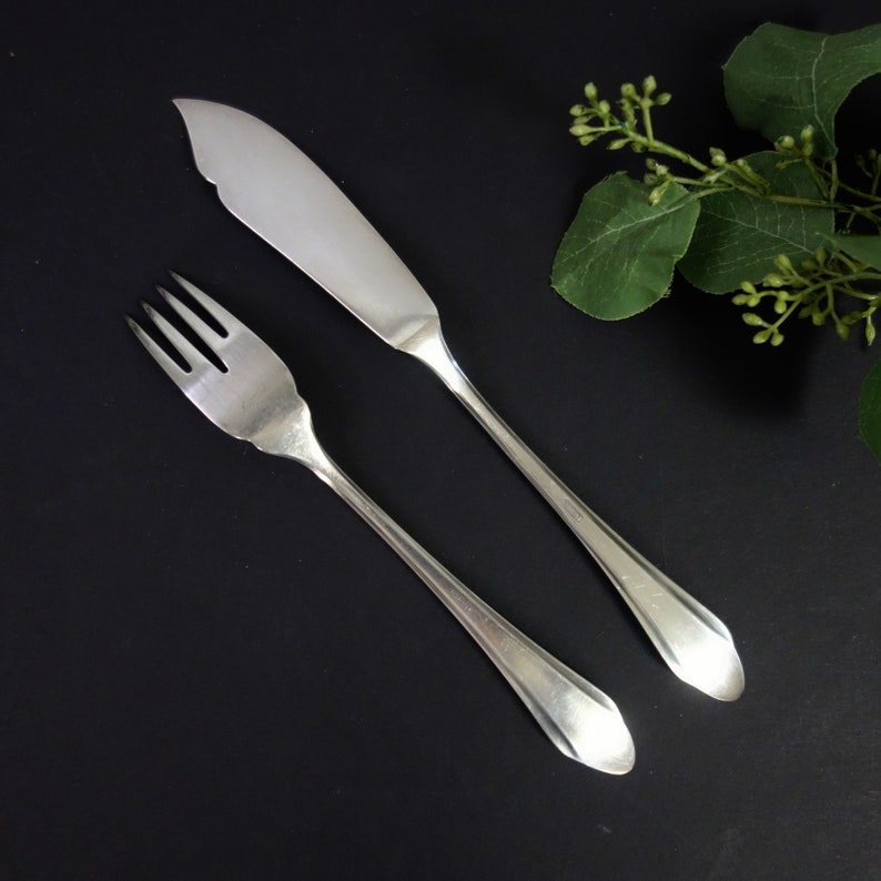 Vintage Silverplate Fish Fork Knife Set of 9 Continental - Etsy