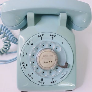 Retro Western Electric Aqua Blue Rotary Dial Phone, Vintage Bell ...