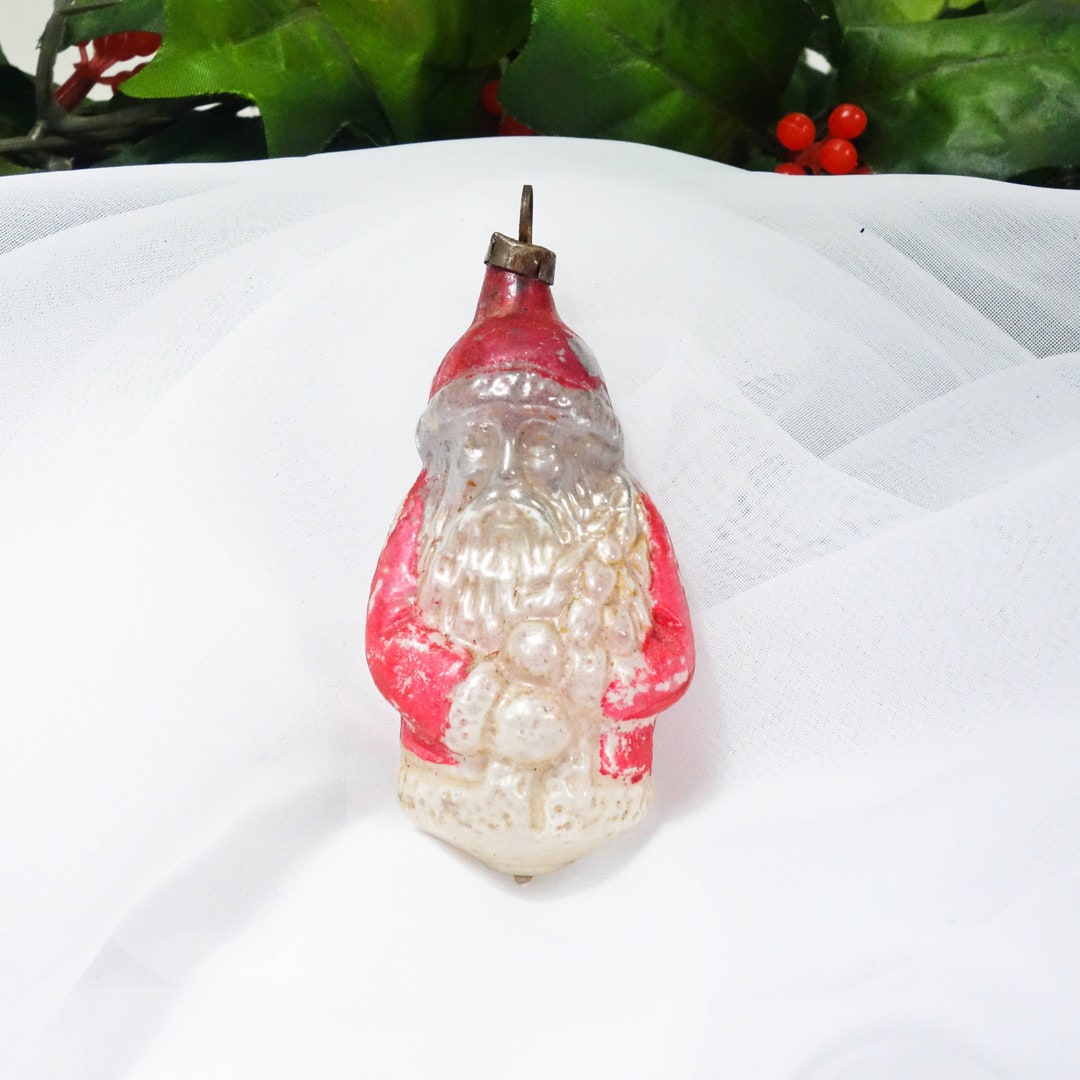 Antique Mercury Glass Santa Claus Ornament, Vintage German Hand Blown ...