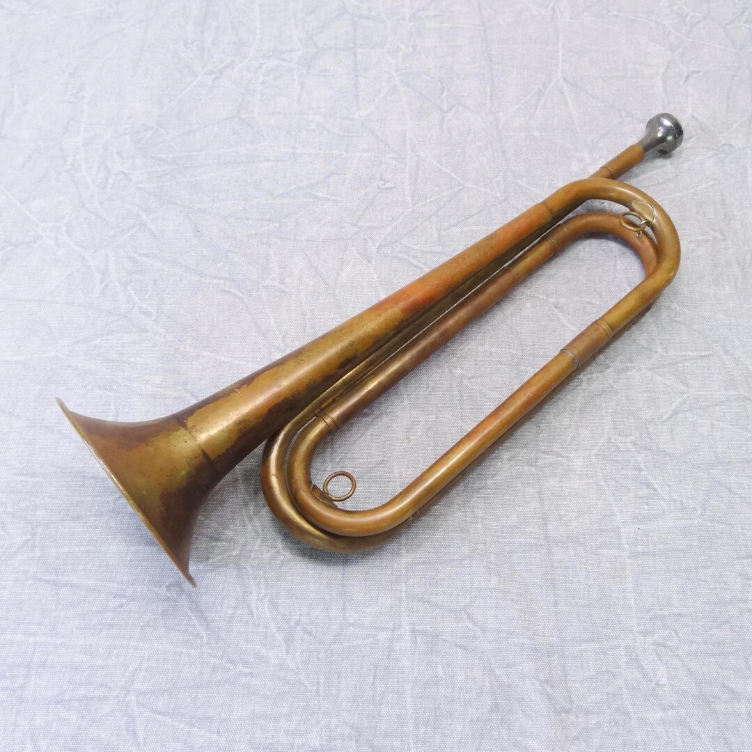 Vintage US Regulation Brass Bugle With Mouthpiece, Vintage Military ...