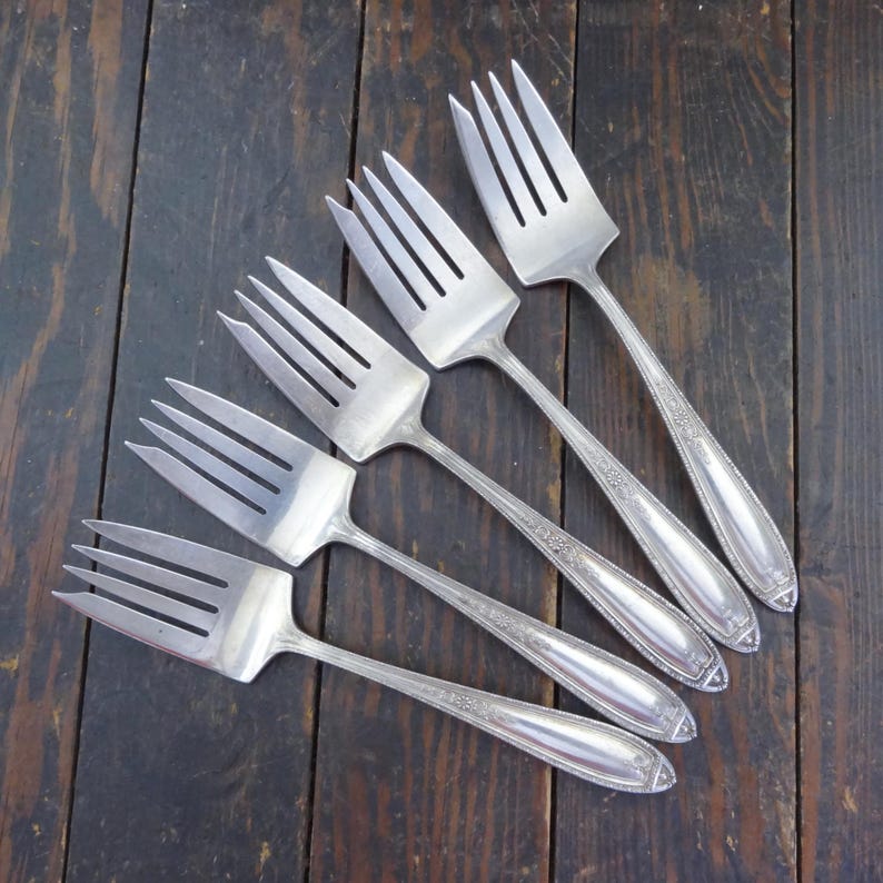 Antique Silverplate Forks, Set of 5, Alvin Louisiana, Salad Dessert ...