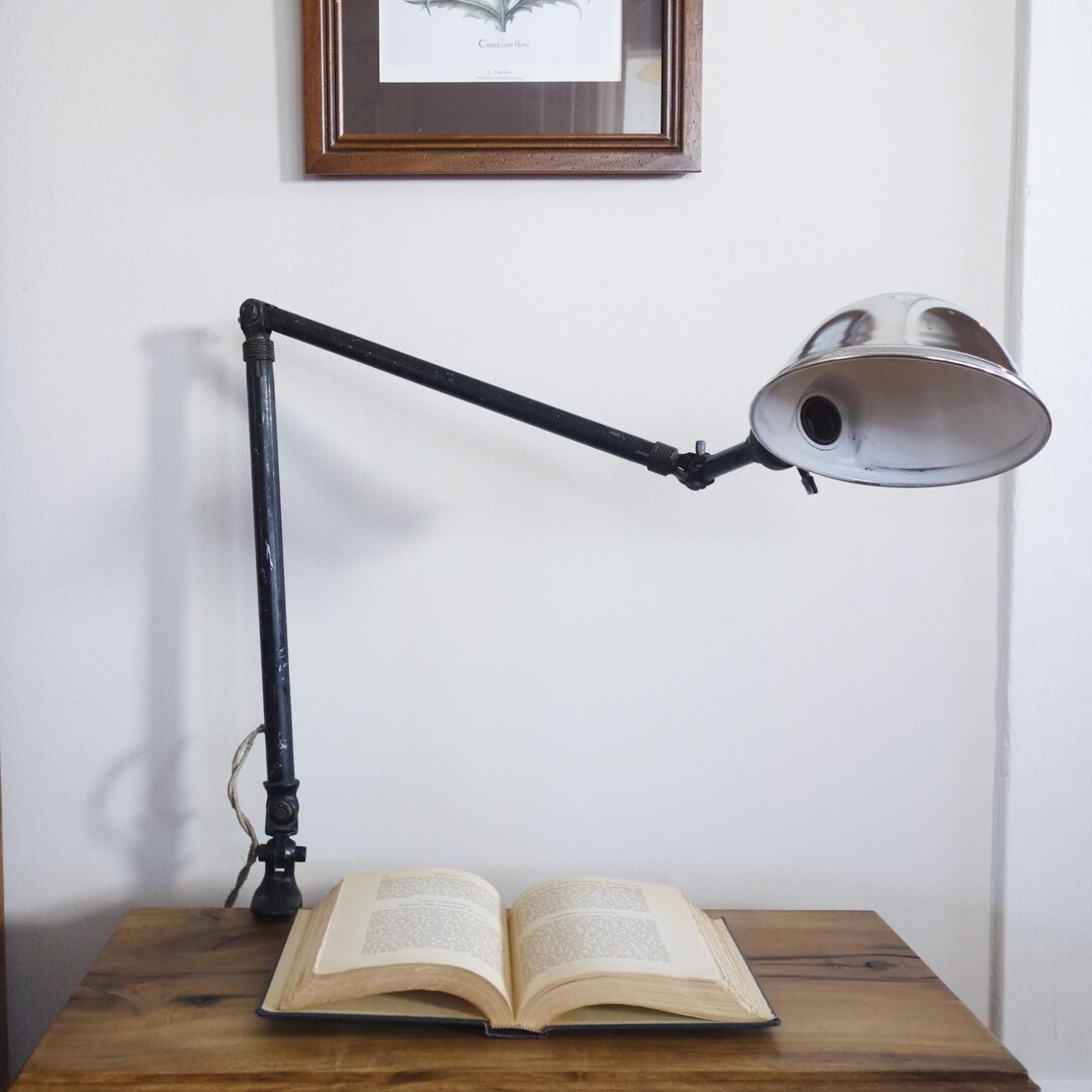 Vintage Articulating Machinist Lamp, 1940's Ajusco Work Light, Task ...