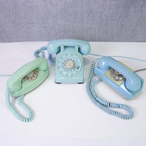 Retro Western Electric Aqua Blue Rotary Dial Phone, Vintage Bell ...