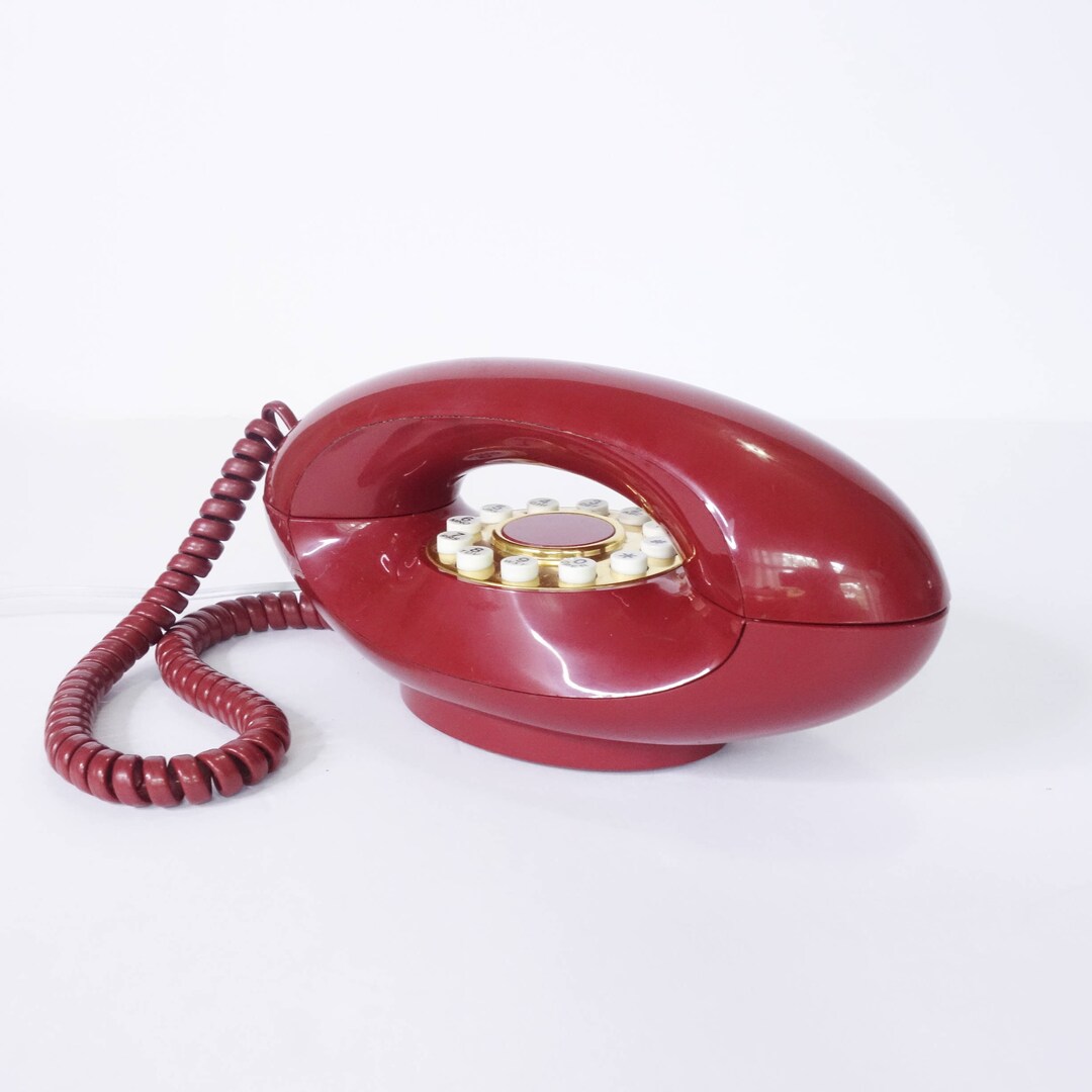 Vintage Atomic Genie Telephone, Retro Red ATC Push Button Phone ...
