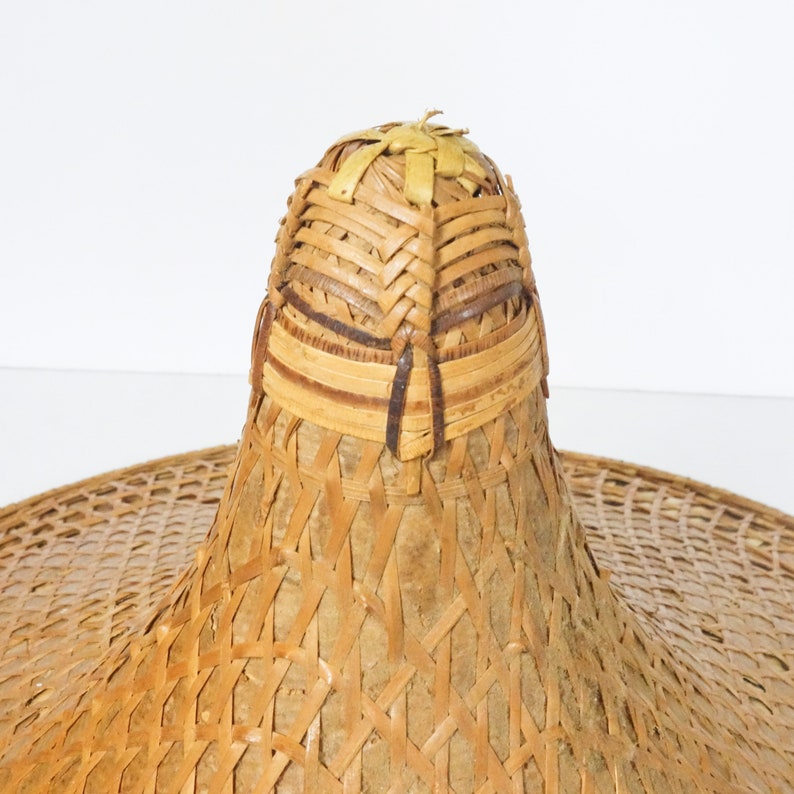 Vintage Asian Bamboo Hat Retro Woven Conical Hat Large 19 - Etsy