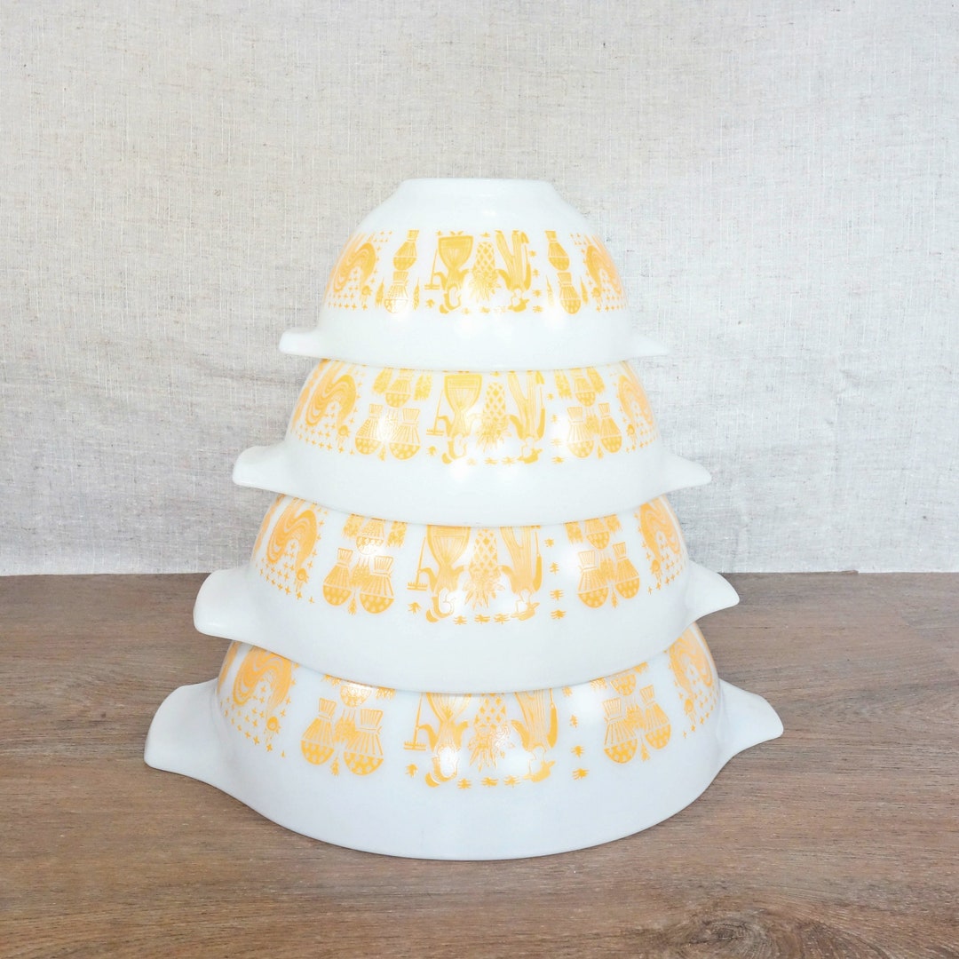 Vintage Pyrex Pumpkin Amish Butterprint Cinderella Mixing Bowls, HTF ...
