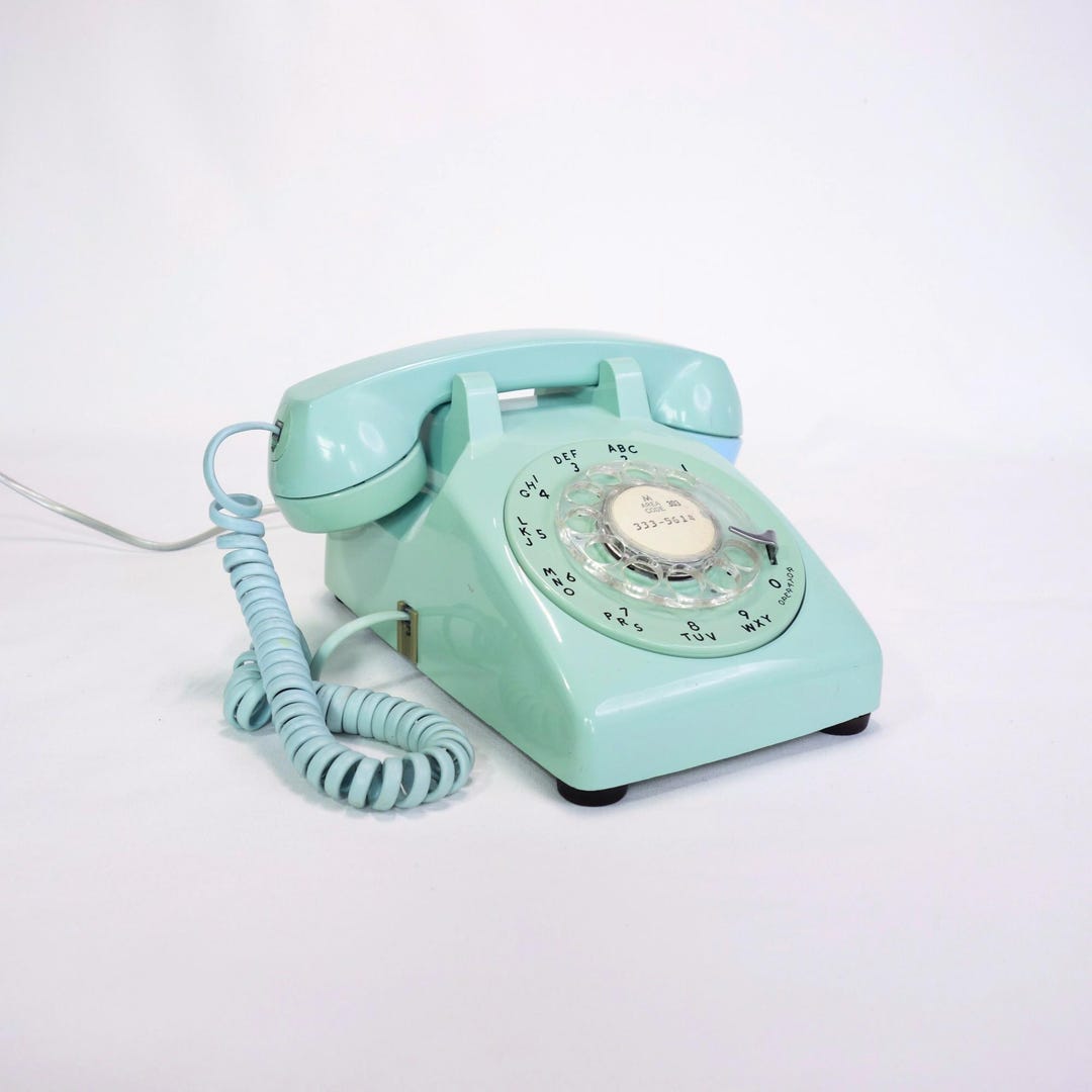 Retro Western Electric Aqua Blue Rotary Dial Phone, Vintage Bell ...