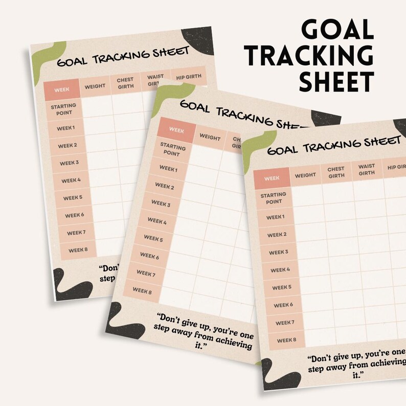 Printable Goal Tracking Sheet, Minimalist Daily and Weekly Habit ...