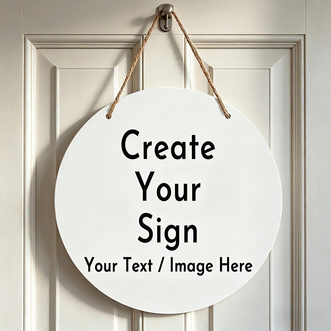 Custom Round Door Sign, Front Door Hanger, Personalized Text & Image ...