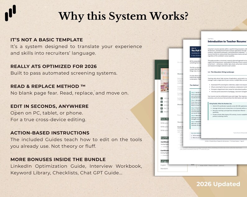 2026 ATS Teacher Resume Template Bundle | Teaching CV + Cover Letter ...