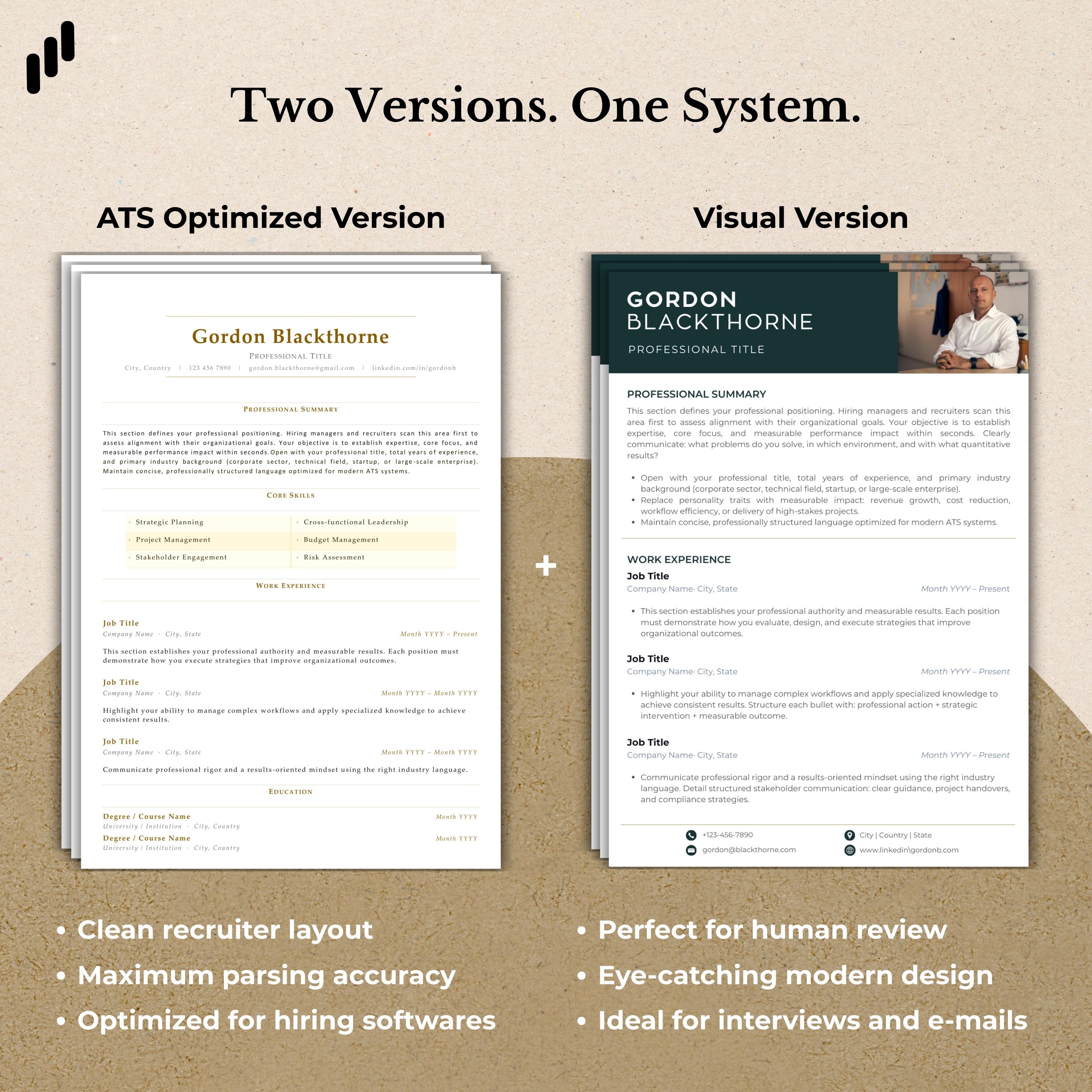2026 ATS Resume Template Bundle | ATS Friendly + Visual CV | Word ...