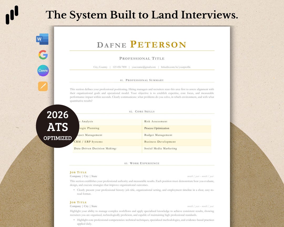 2026 Professional Resume Template Bundle | ATS CV + Cover Letter | Easy ...