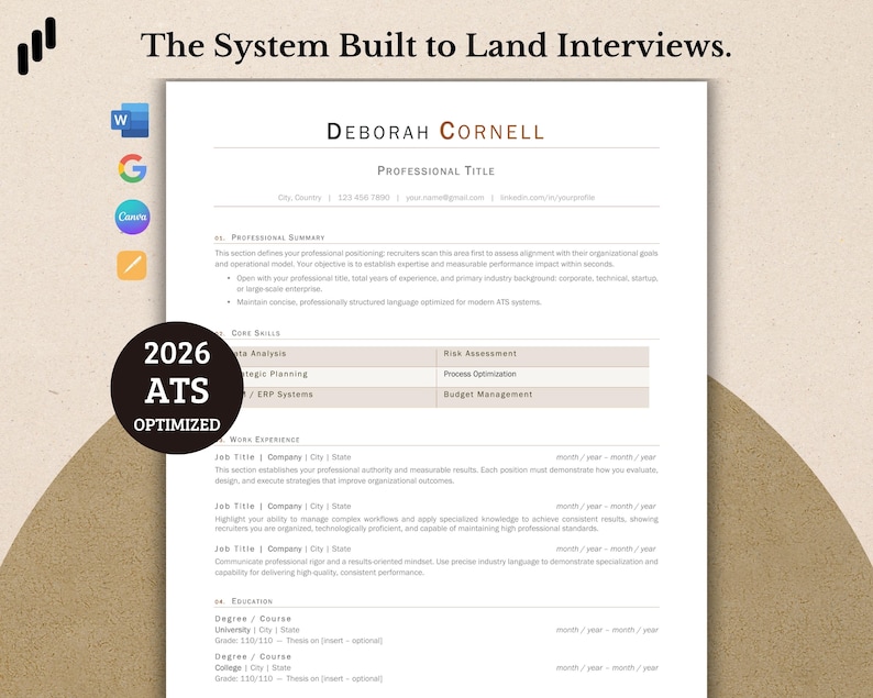 2026 Resume Template Bundle | 1 & 2 Page ATS CV + Cover Letter | Easy ...