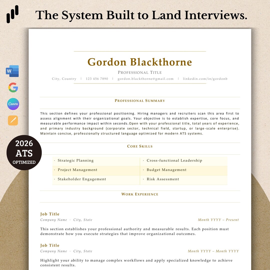 2026 ATS Resume Template Bundle | ATS Friendly + Visual CV | Word ...