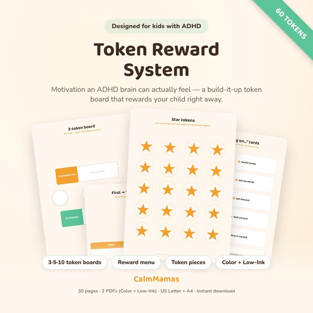 ADHD Token Reward System, Behavior Chart, Visual Support (digital ...