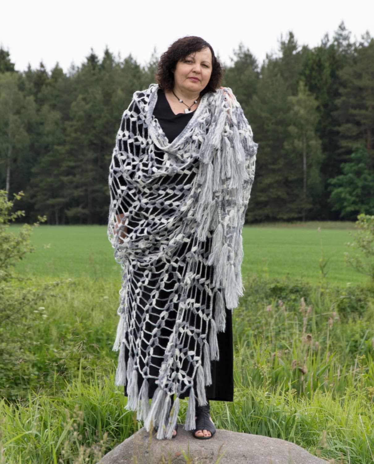 Crochet Mohair Shawl, Handmade Triangle Shawl, Accessory for All ...