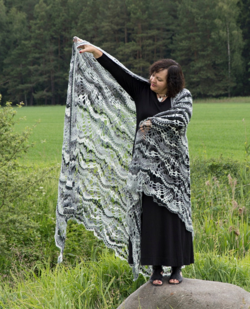 Crochet Triangle Shawl Winter Accessory Mohair Shawl Lace Shawl Throw ...