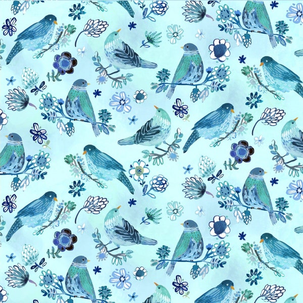 Blue Bird Fabric - Etsy