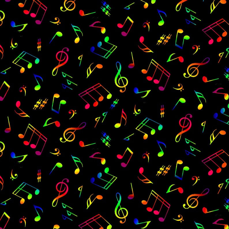 Rainbow Musical Notes Black - Etsy
