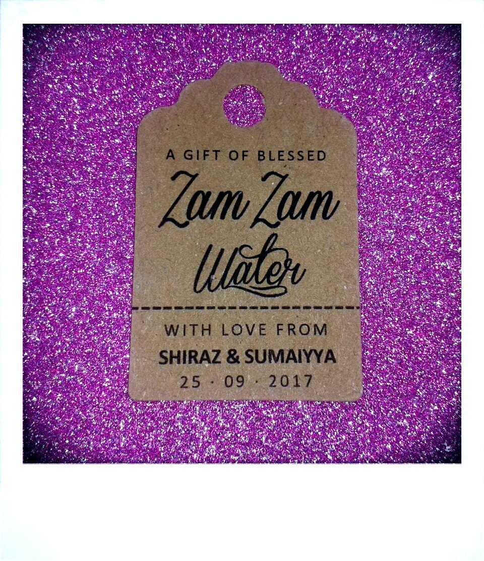 Zam Zam Water Personalised Wedding Mehndi Walimah Favour Tags - Etsy UK