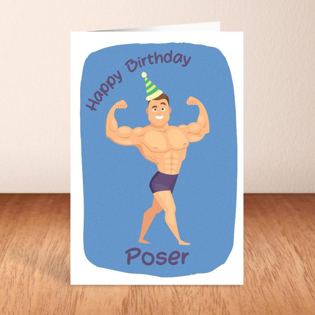 Funny Muscle Man Birthday Card: Cheeky Poser Design - Etsy