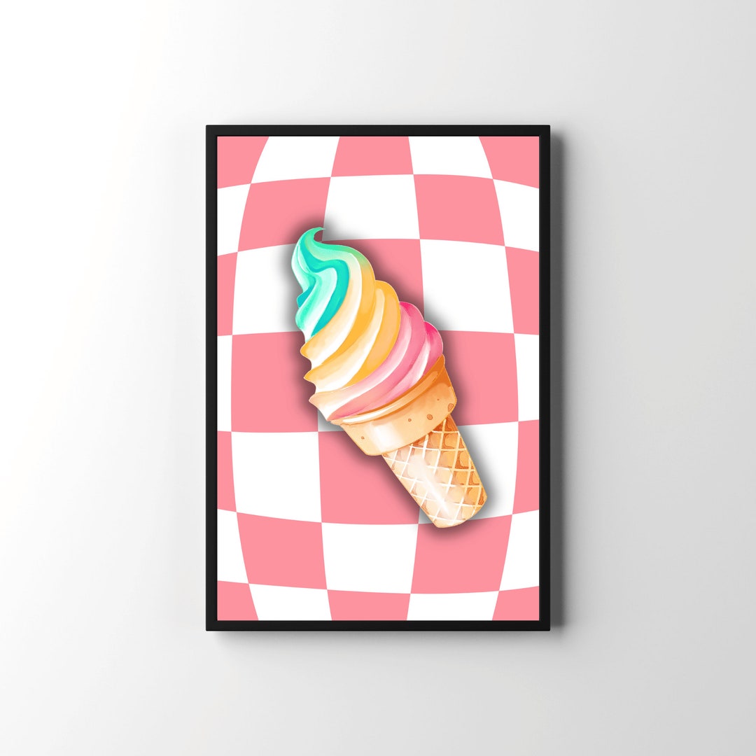 Ice Cream Print, Unframed, Ice Cream Wall Art, Hall Way, Kids Room ...